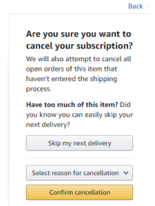 Tried to stop me from cancelling my subscription - Dark Patterns Tip Line