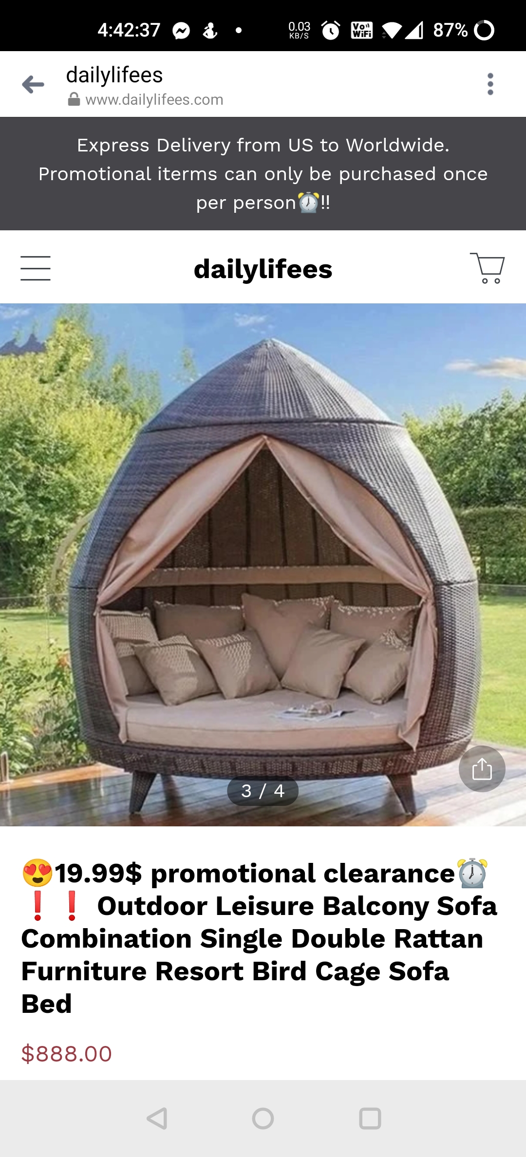 Advertised product was not received from Dailylifees - Dark Patterns Tip Line