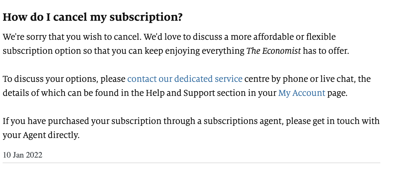 Difficulty in cancelling subscription - Dark Patterns Tip Line