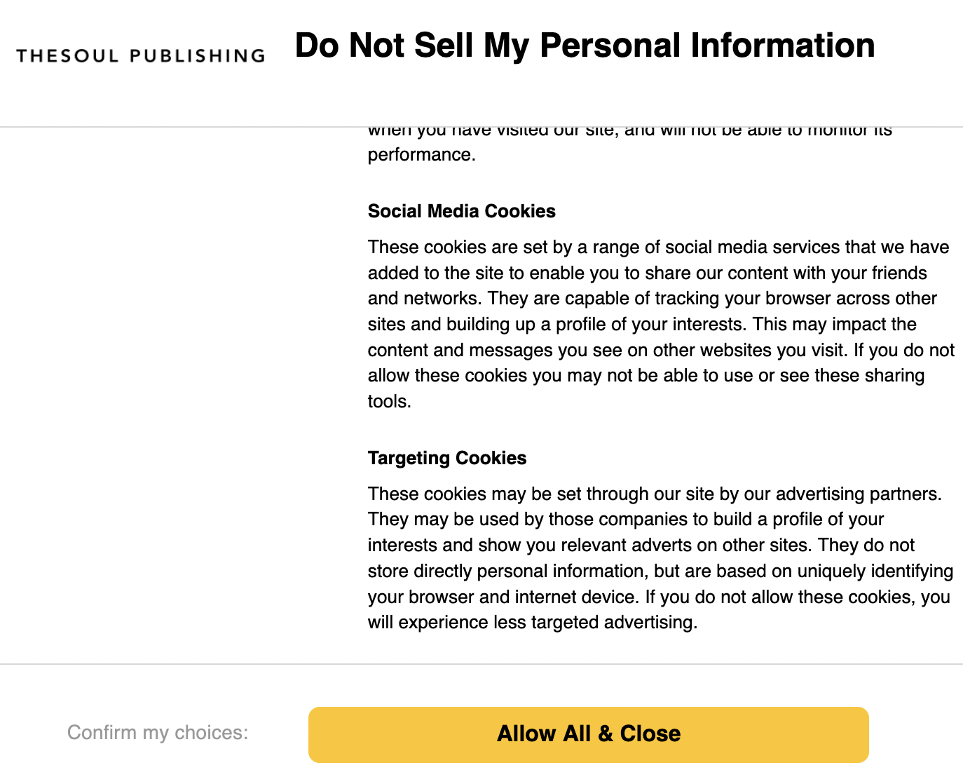 Confusing cookie opt-out button - Dark Patterns Tip Line