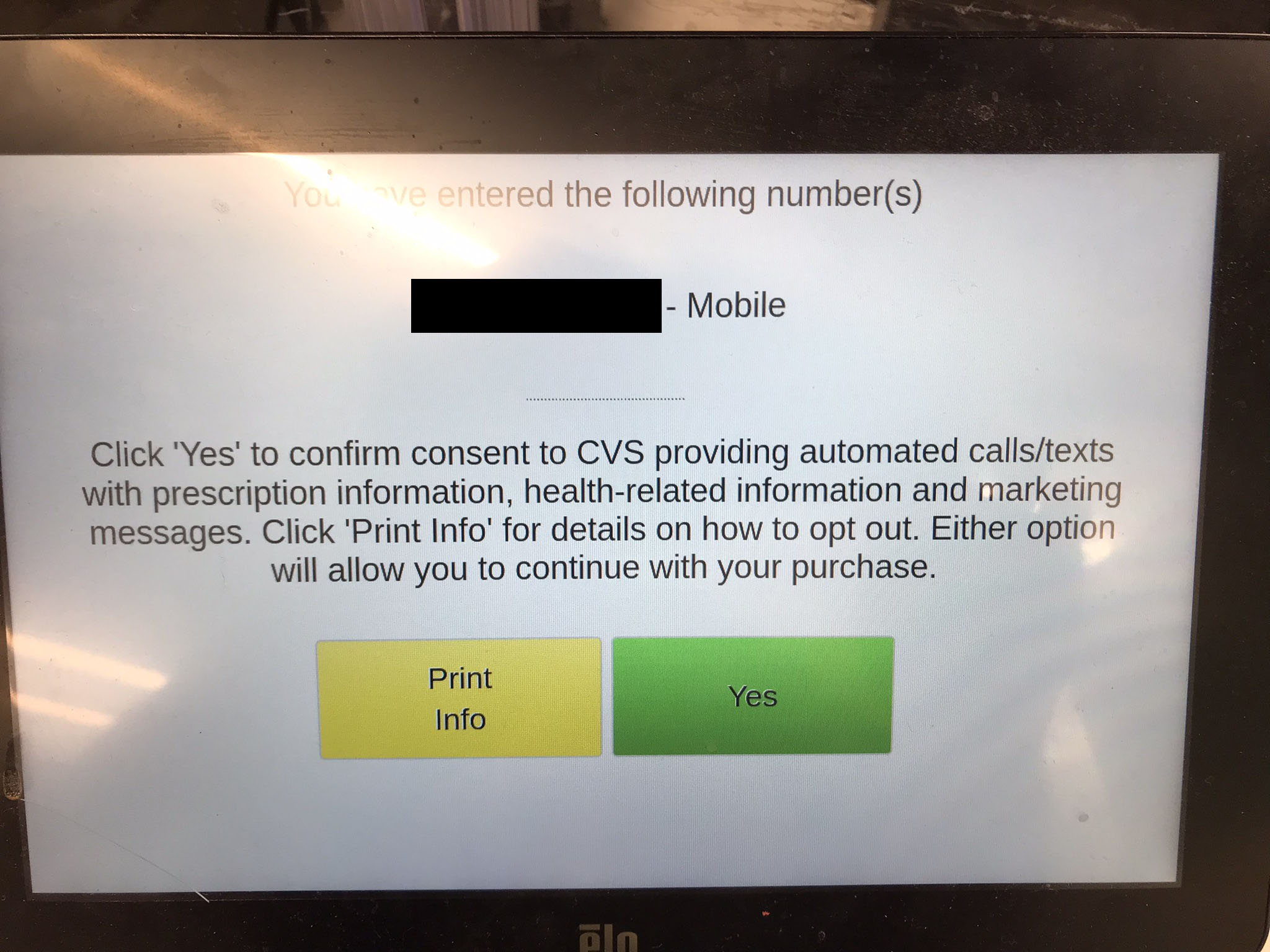 CVS Pharmacy check-out requires customers to consent to mobile text ...